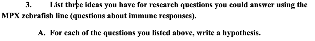 3. List thrge ideas you have for research questions | Chegg.com