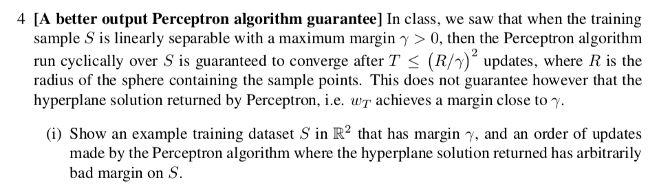 4 [A better output Perceptron algorithm guarantee] In | Chegg.com