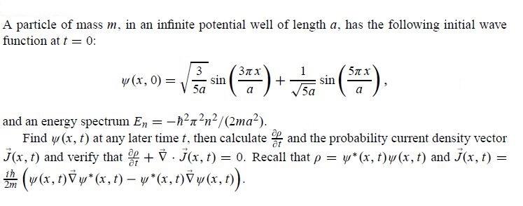 Solved A particle of mass m. in an infinite potential well | Chegg.com