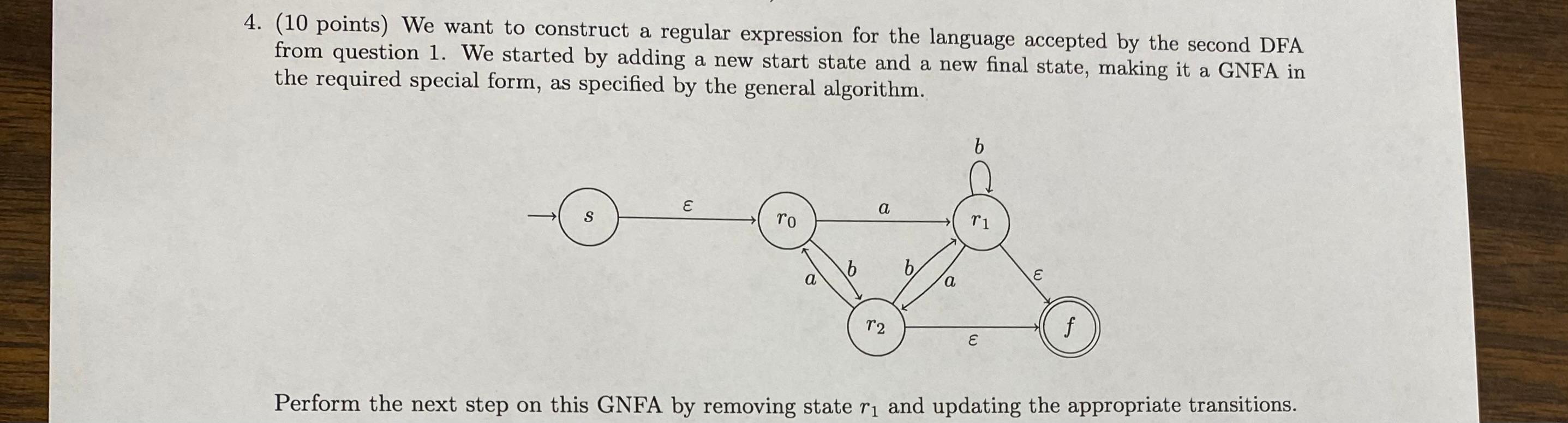 Solved 4. (10 points) We want to construct a regular | Chegg.com