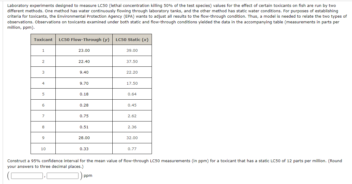 Solved Laboratory experiments designed to measure LC50 | Chegg.com