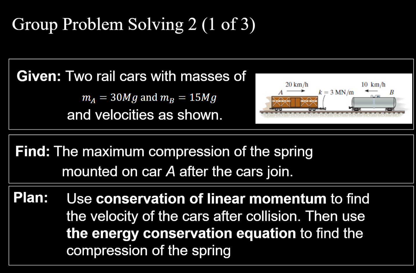 Solved Group Problem Solving 2 (1 of 3) Given: Two rail cars | Chegg.com