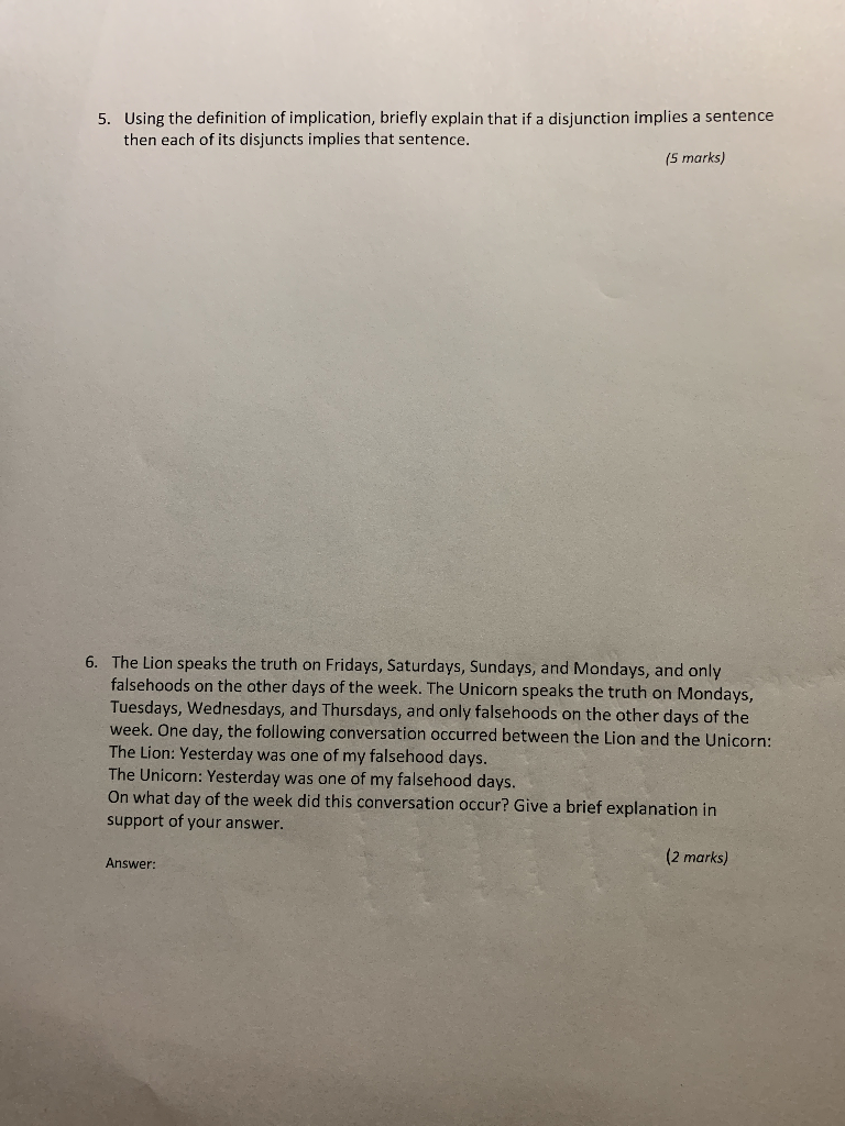 5. Using the definition of implication, briefly | Chegg.com