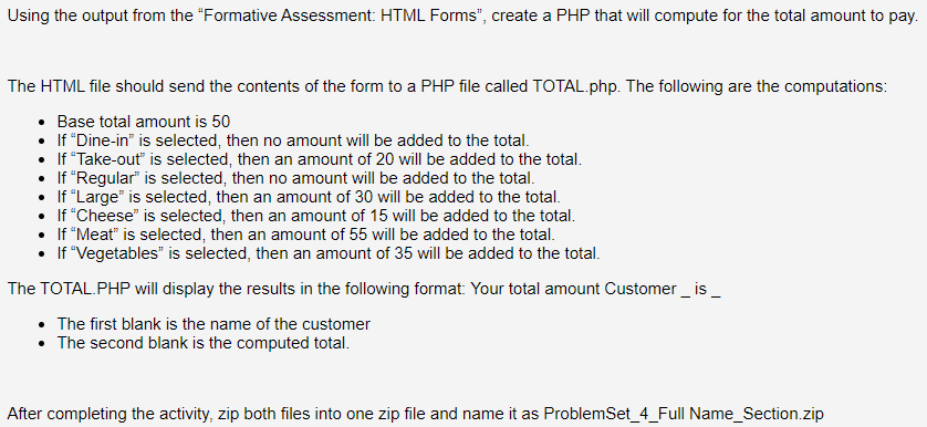 Solved Using the output from the "Formative Assessment: HTML | Chegg.com
