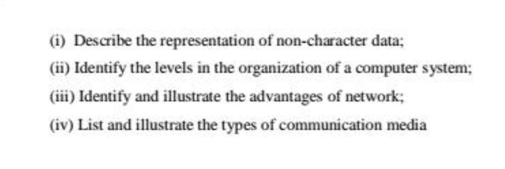 (i) Describe the representation of non-character data | Chegg.com