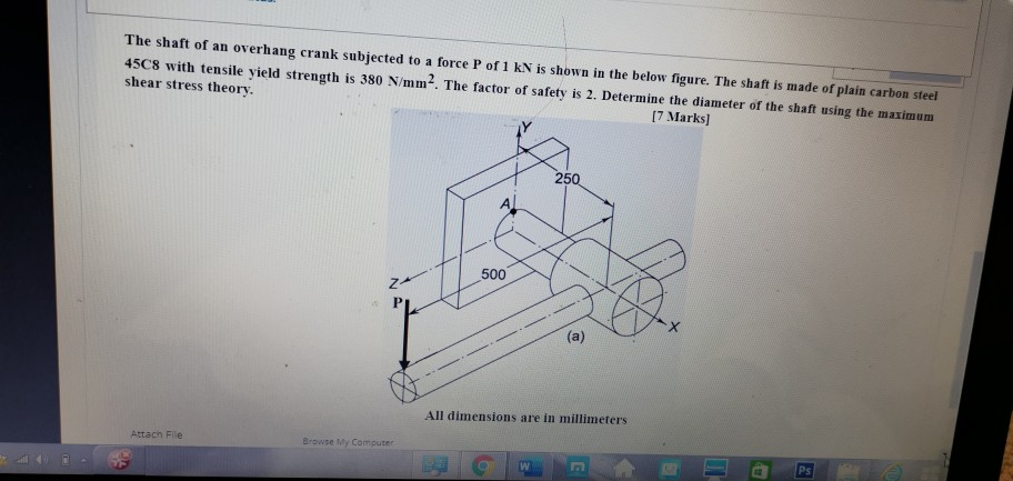 Solved The shaft of an overhang crank subjected to a force P | Chegg.com