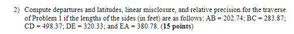 Compute Departures And Latitudes Linear Misclosure