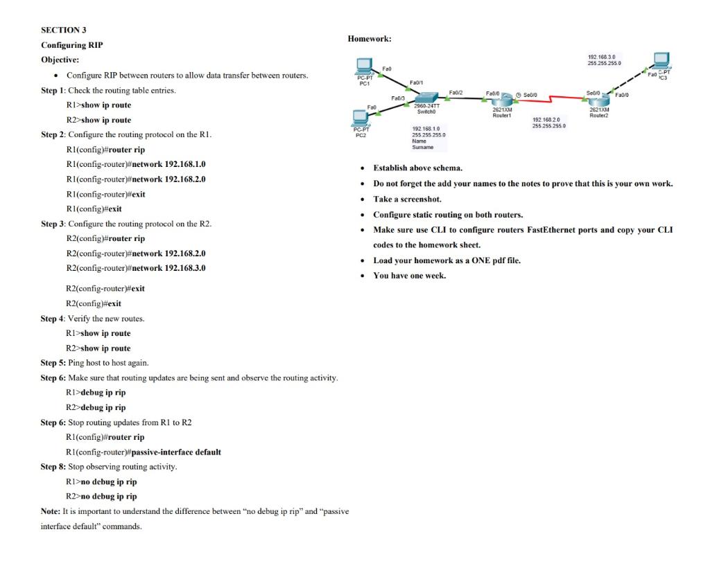 SECTION 1 Configuring the Serial and the FastEthernet | Chegg.com