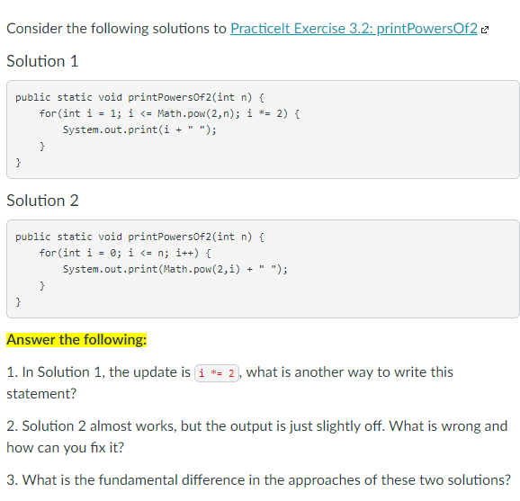 Solved Consider the following solutions to Practicelt | Chegg.com