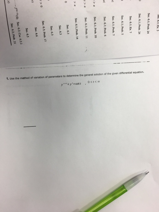 Solved 1. Use the method of variation of parameters to | Chegg.com