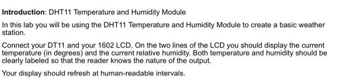 Solved Introduction: DHT11 Temperature and Humidity Module | Chegg.com