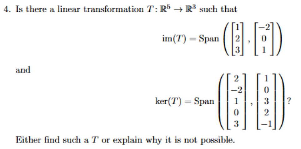Solved Review problem q4Is ﻿there a linear transformation | Chegg.com