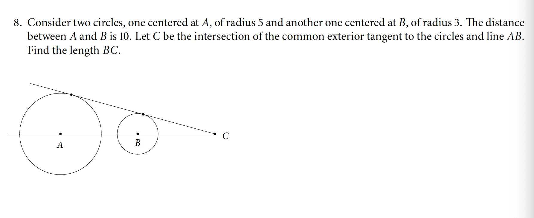 Solved 8. Consider two circles, one centered at A, of radius | Chegg.com