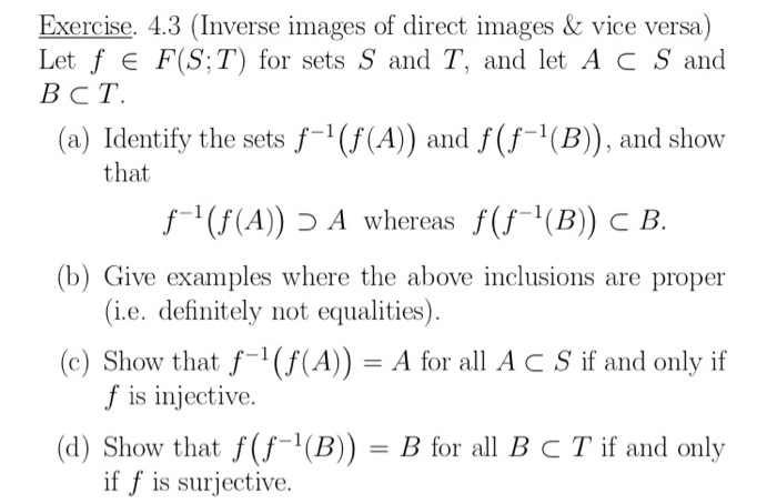 Solved Exercise. 4.3 Inverse images of direct images & vice | Chegg.com
