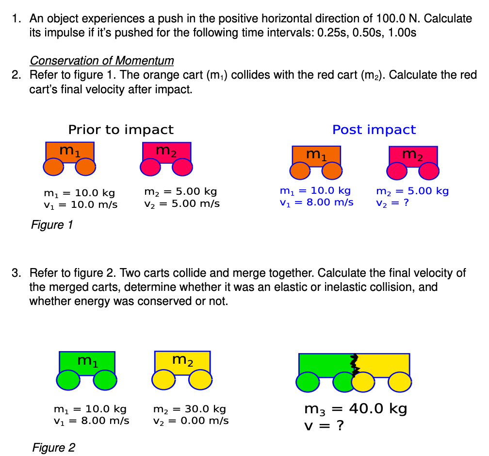 Solved 1. An object experiences a push in the positive | Chegg.com