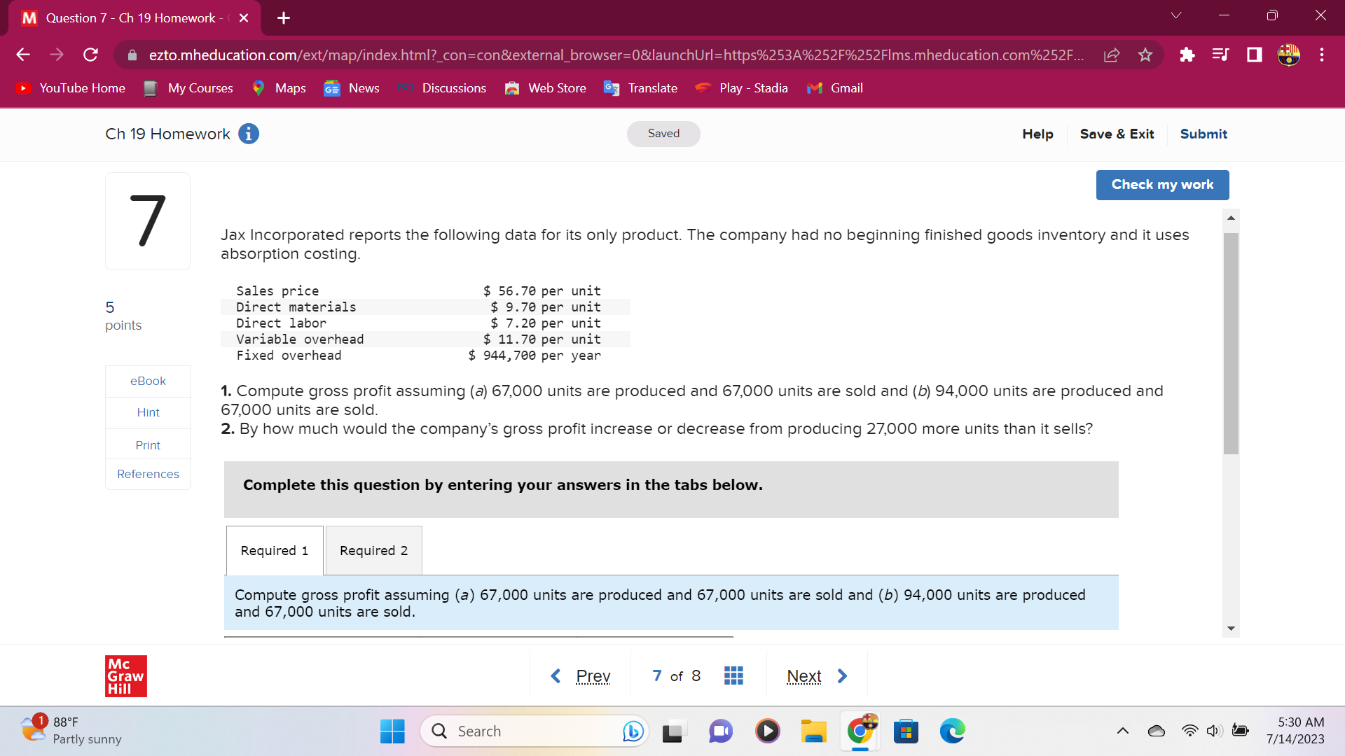 Solved Jax Incorporated reports the following data for its | Chegg.com