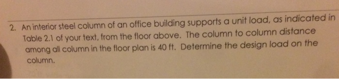 Solved 2. An interior steel column of an office building | Chegg.com