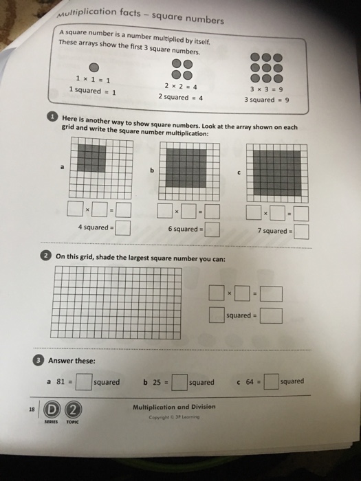 Solved lication facts-square numbers ultipl A square number | Chegg.com