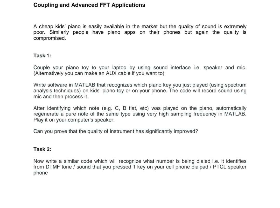 Coupling and Advanced FFT Applications A cheap kids' | Chegg.com