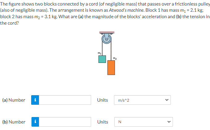 Solved The figure shows two blocks connected by a cord (of | Chegg.com
