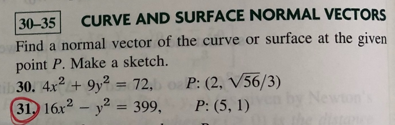 Solved 30-35 CURVE AND SURFACE NORMAL VECTORS Find a normal | Chegg.com