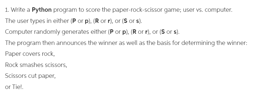 1. Write a Python program to score the | Chegg.com