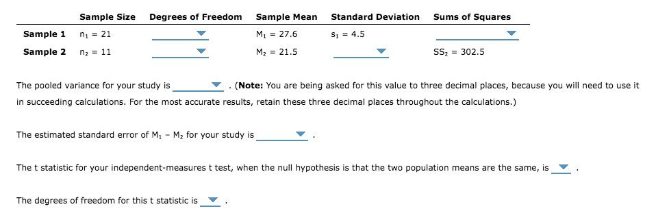 For the independent-measures t test, which of the | Chegg.com