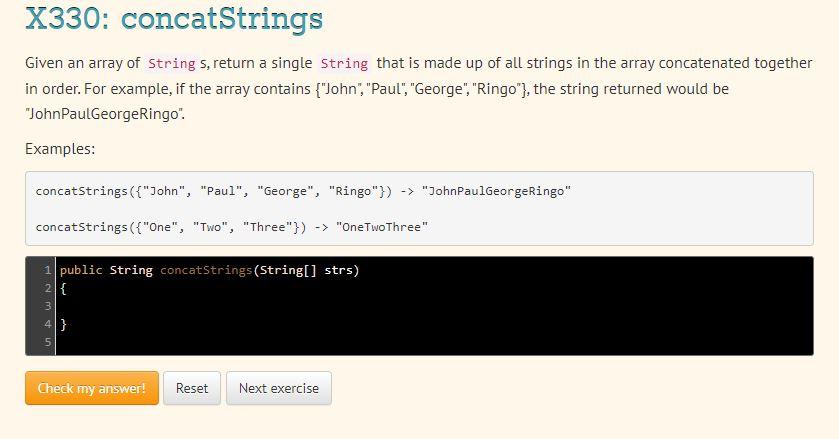 Solved X330: concatStrings Given an array of string s, | Chegg.com