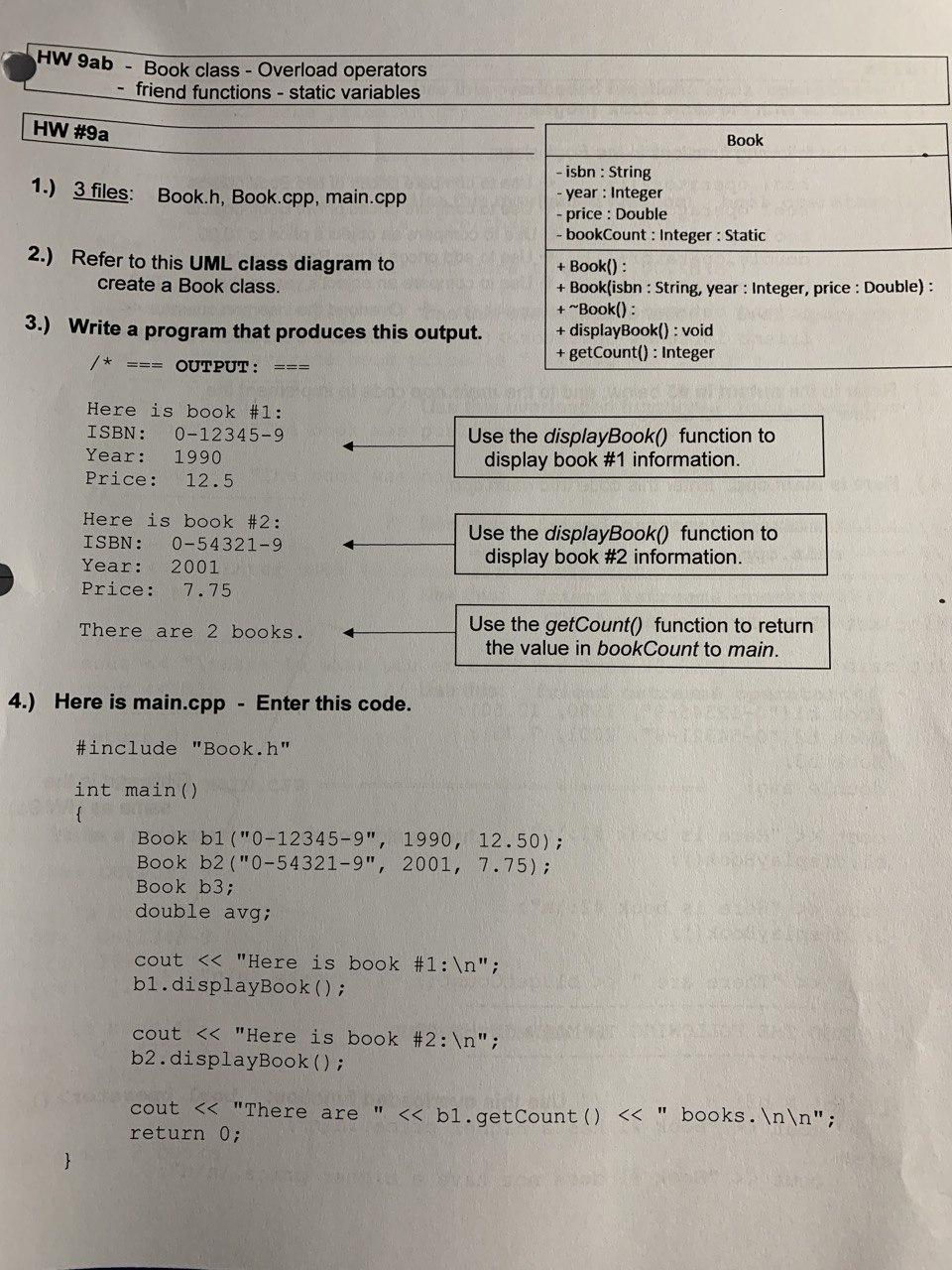 Solved v Sab - Book class - Overload operators - friend | Chegg.com