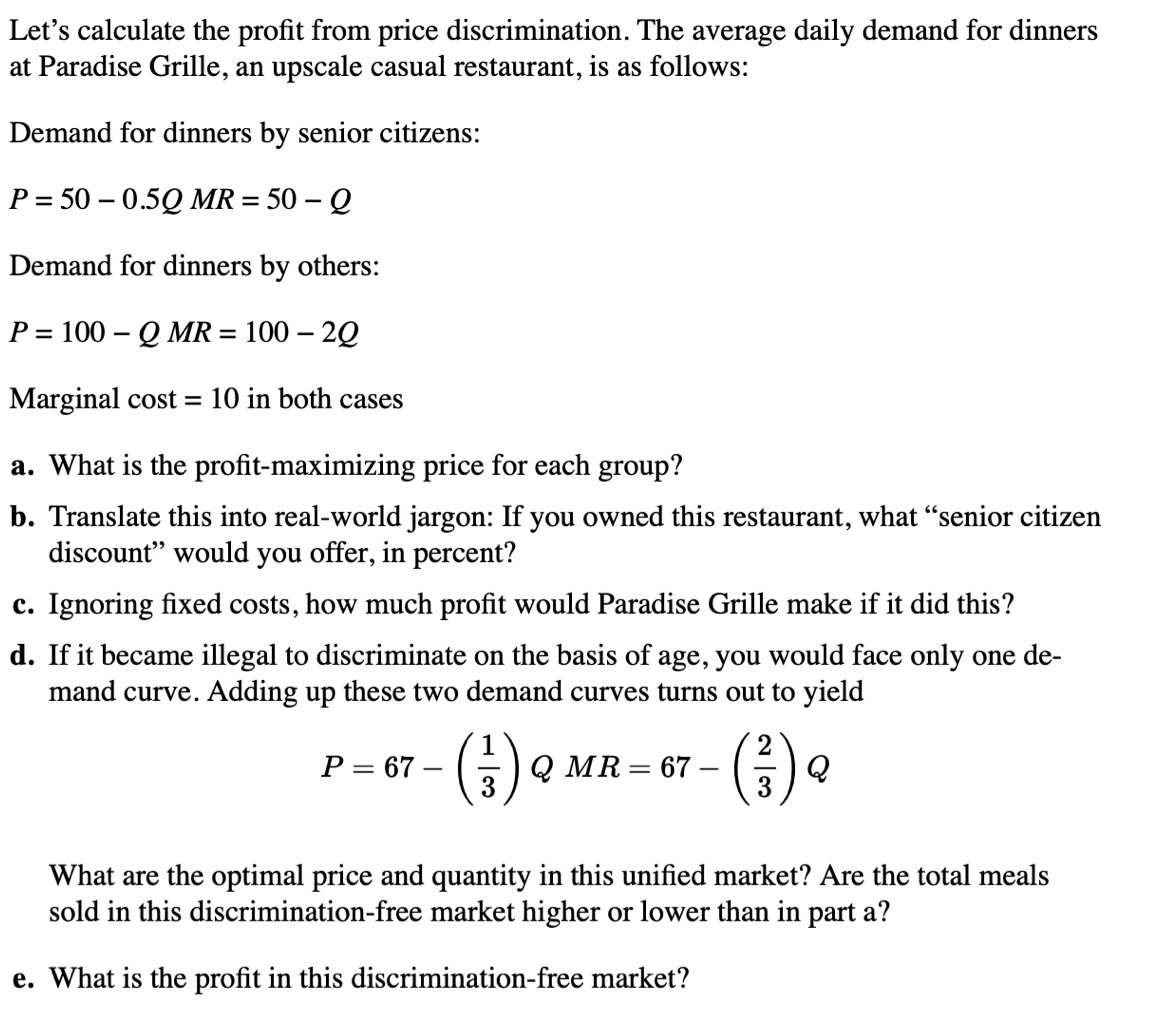 Solved Let's calculate the profit from price discrimination. | Chegg.com
