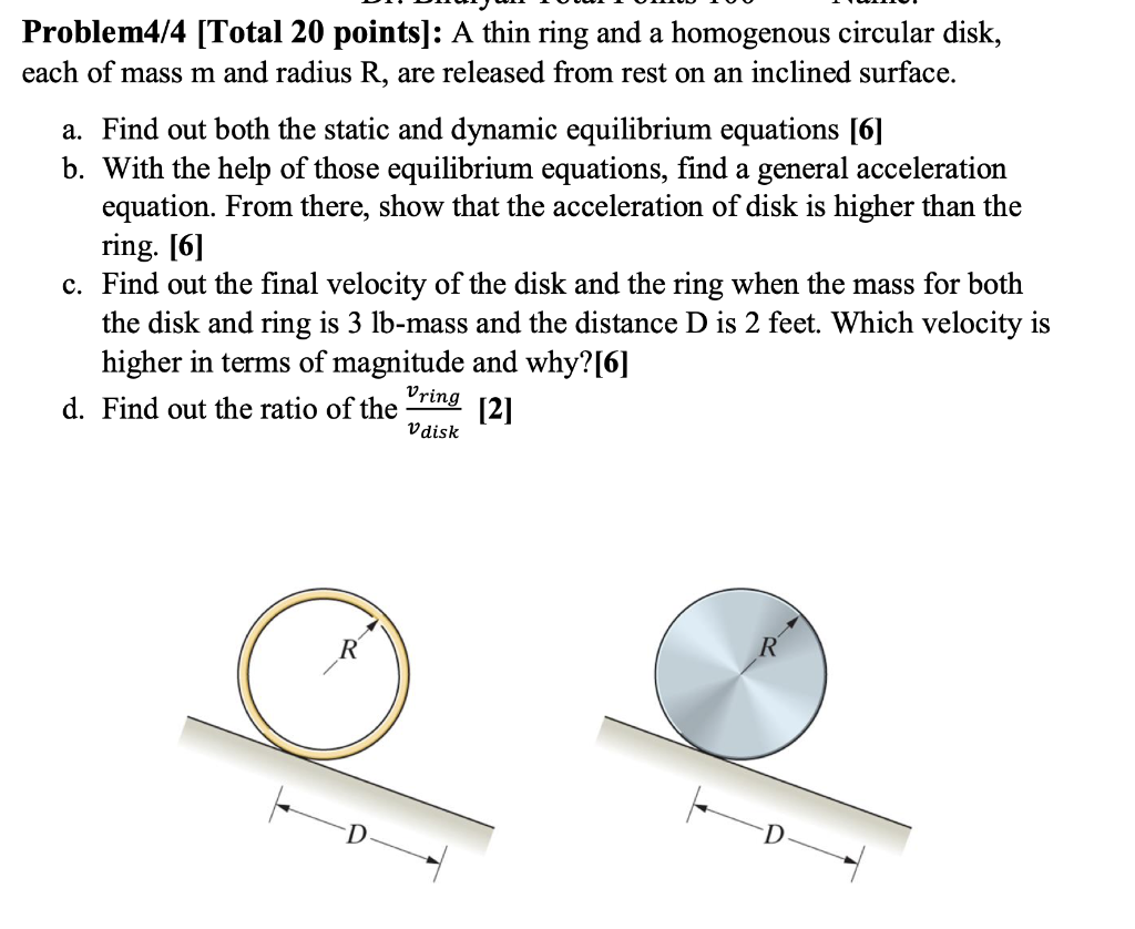 Solved Problem4/4 [Total 20 points]: A thin ring and a | Chegg.com