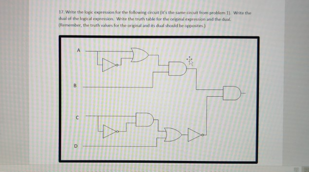 Solved 17. Write the logic expression for the following | Chegg.com