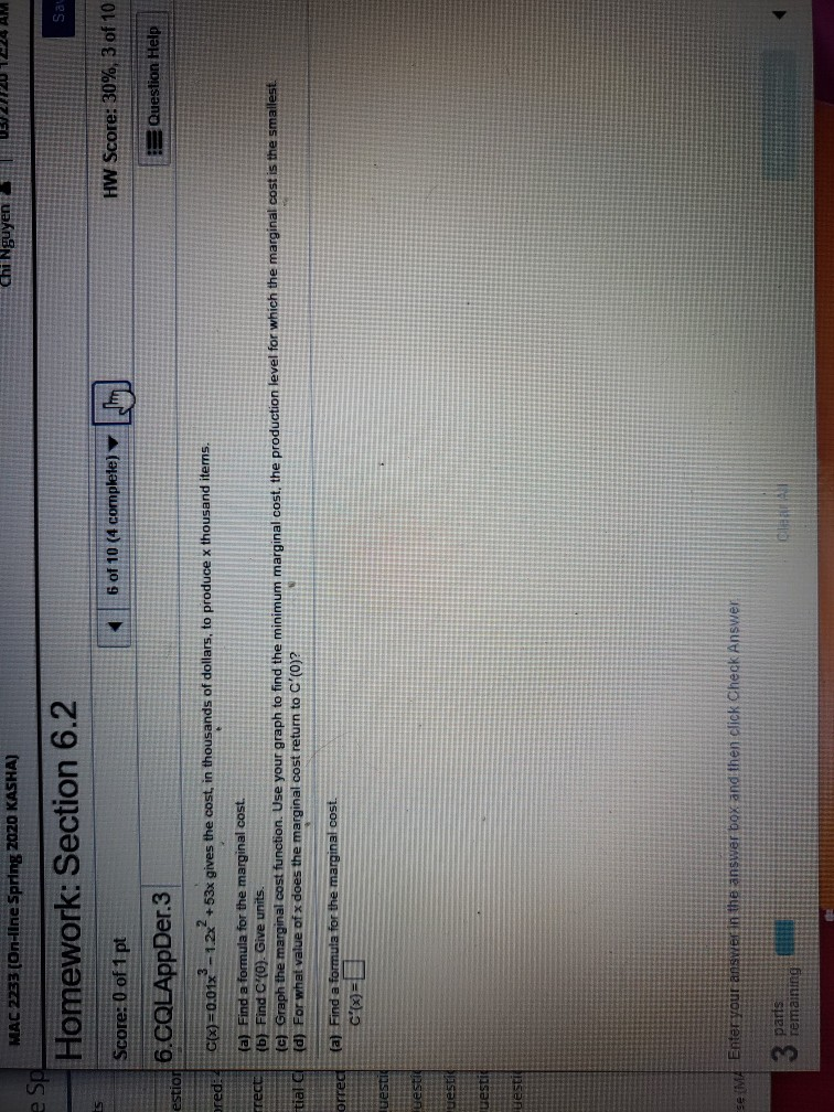 Solved MAC 2233 (On-line Spring 2020 KASHA) Chi Nguyen | Chegg.com