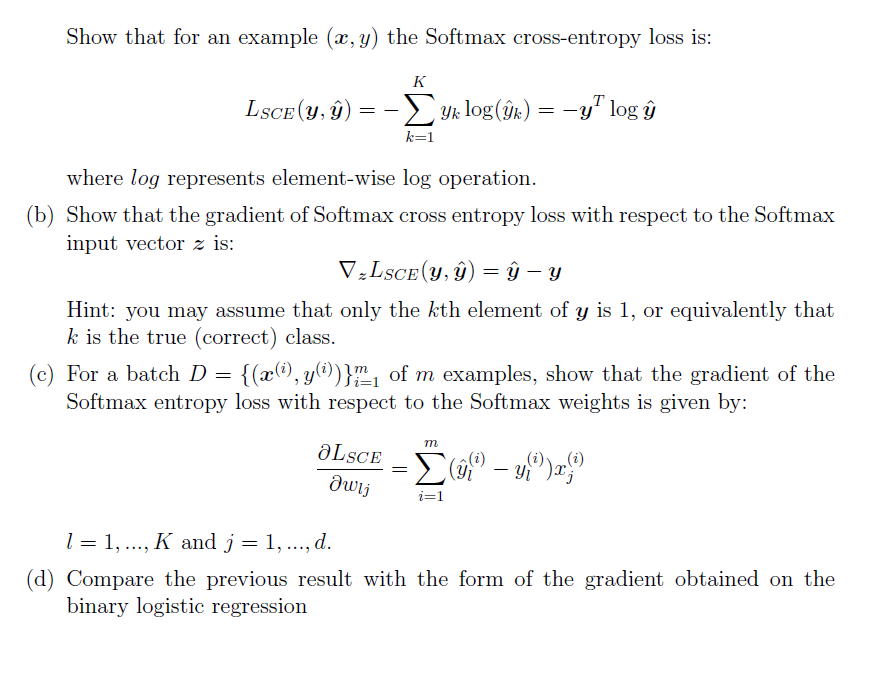 Solved Consider the Softmax Regression model (Multi-class | Chegg.com