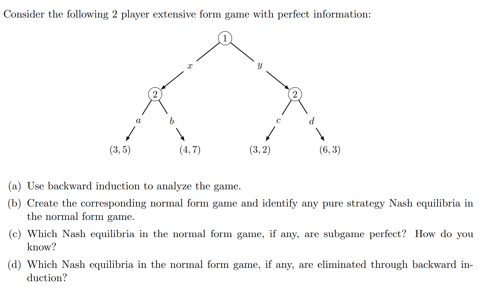Solved Consider the following 2 ﻿player extensive form game | Chegg.com