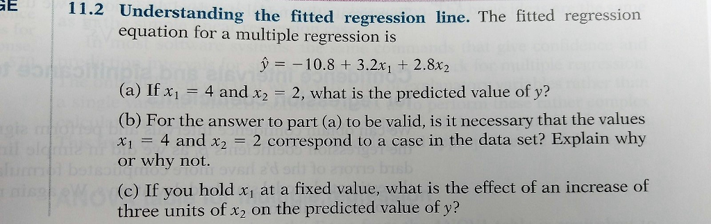 Solved E 11.2 Understanding the fitted regression line. The | Chegg.com