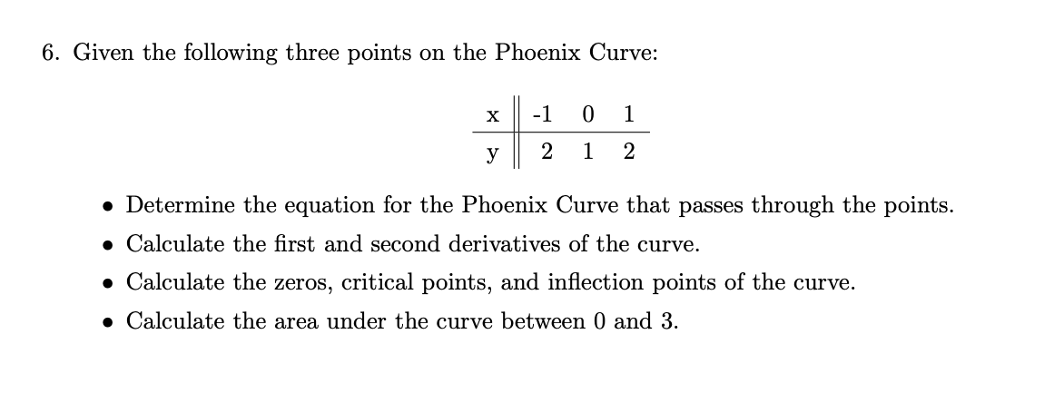 Solved 6. Given the following three points on the Phoenix | Chegg.com