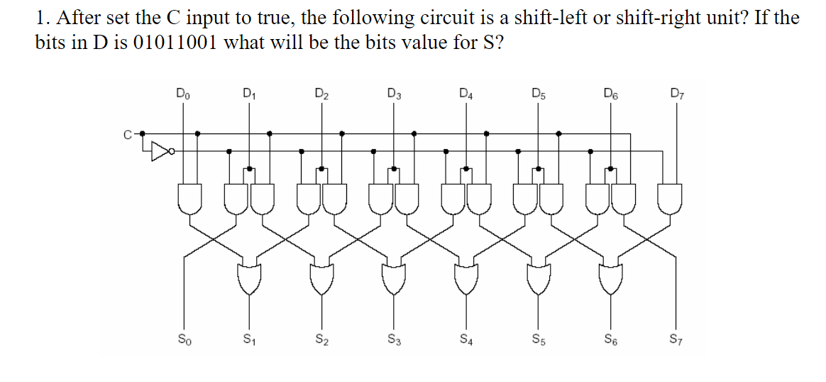 Solved 1. After set the C input to true, the following | Chegg.com