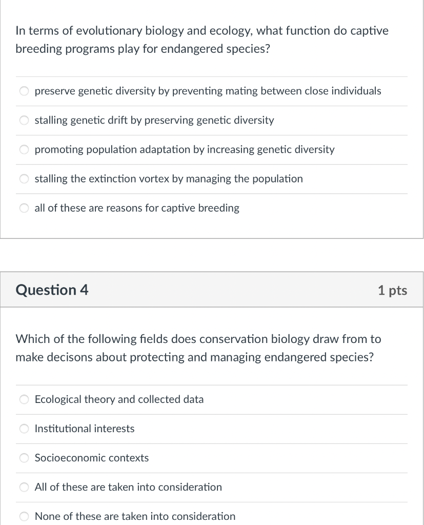 Solved In terms of evolutionary biology and ecology, what | Chegg.com