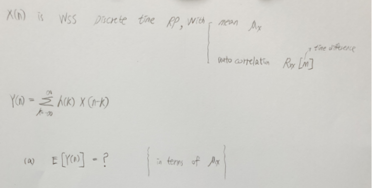 Solved X (n) is WSS Discrete tine RP, With mean ax a tine | Chegg.com