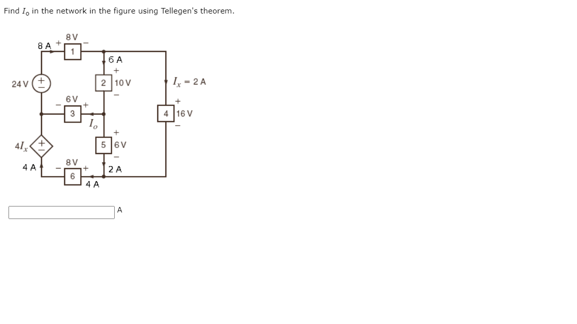 Solved Find 1, in the network in the figure using Tellegen's | Chegg.com