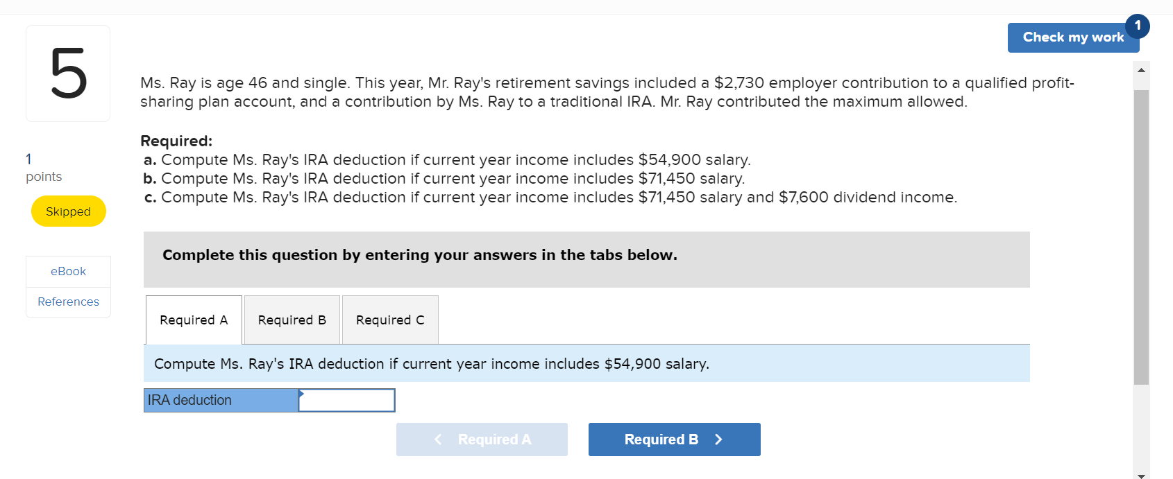 Solved Ms. Ray is age 46 and single. This year, Mr. Ray's | Chegg.com