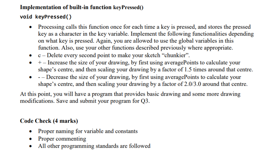 Solved Q1: Basic Drawing Feature (10 marks) Start with | Chegg.com