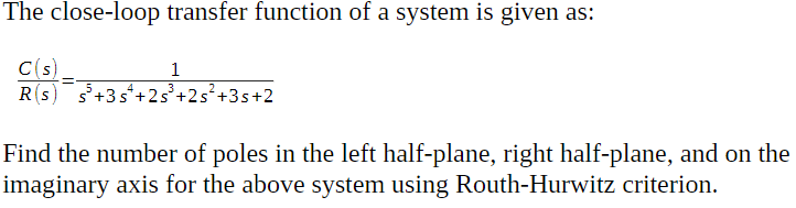 Solved The close-loop transfer function of a system is given | Chegg.com