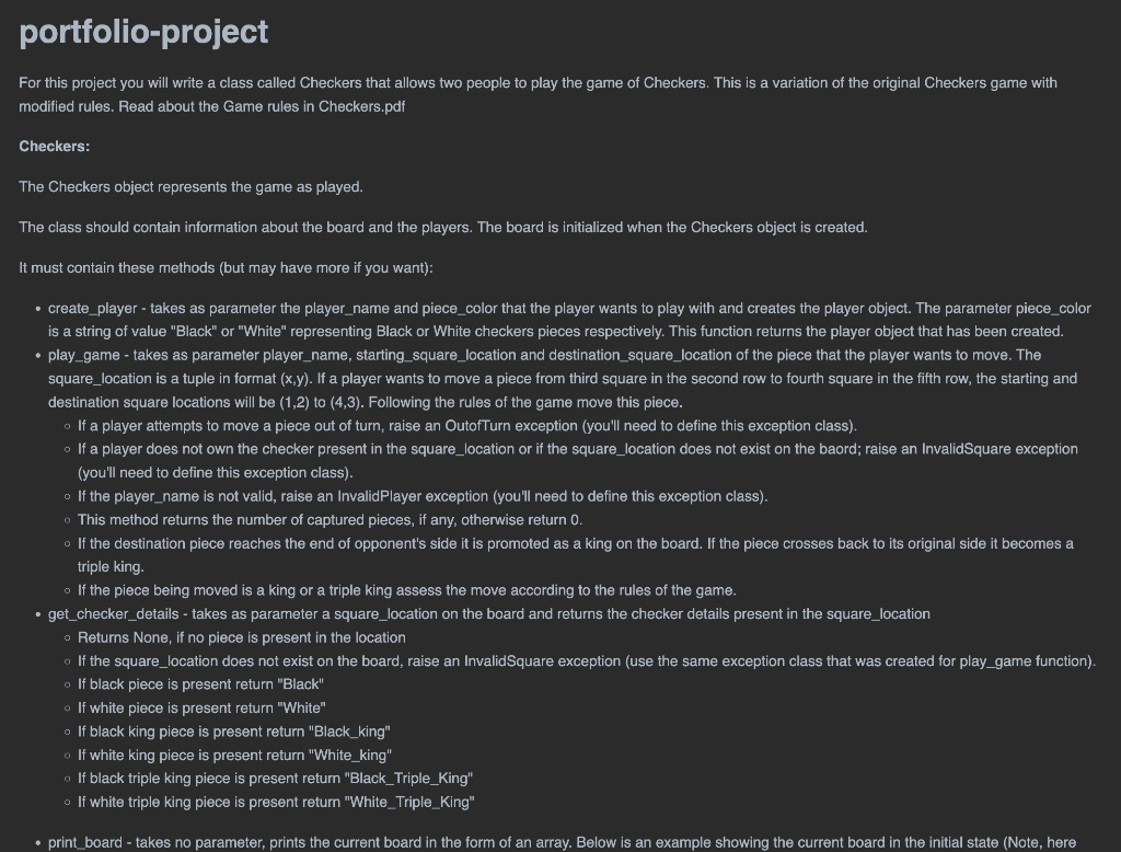 Solved portfolio-project For this project you will write a | Chegg.com