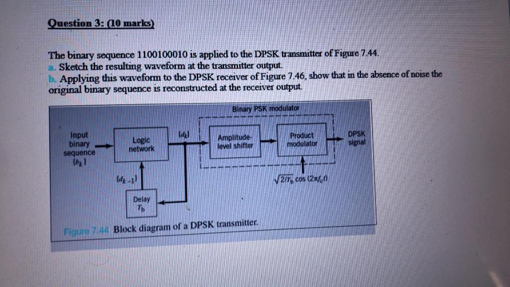 Solved Question 31 10 Marks The Binary Sequence 1100100010 