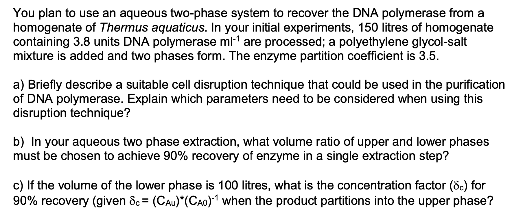 You plan to use an aqueous two-phase system to | Chegg.com