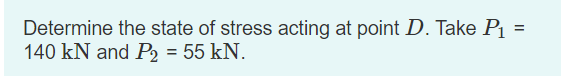 Solved Determine The State Of Stress Acting At Point D Take