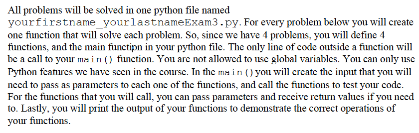 Solved All problems will be solved in one python file named | Chegg.com
