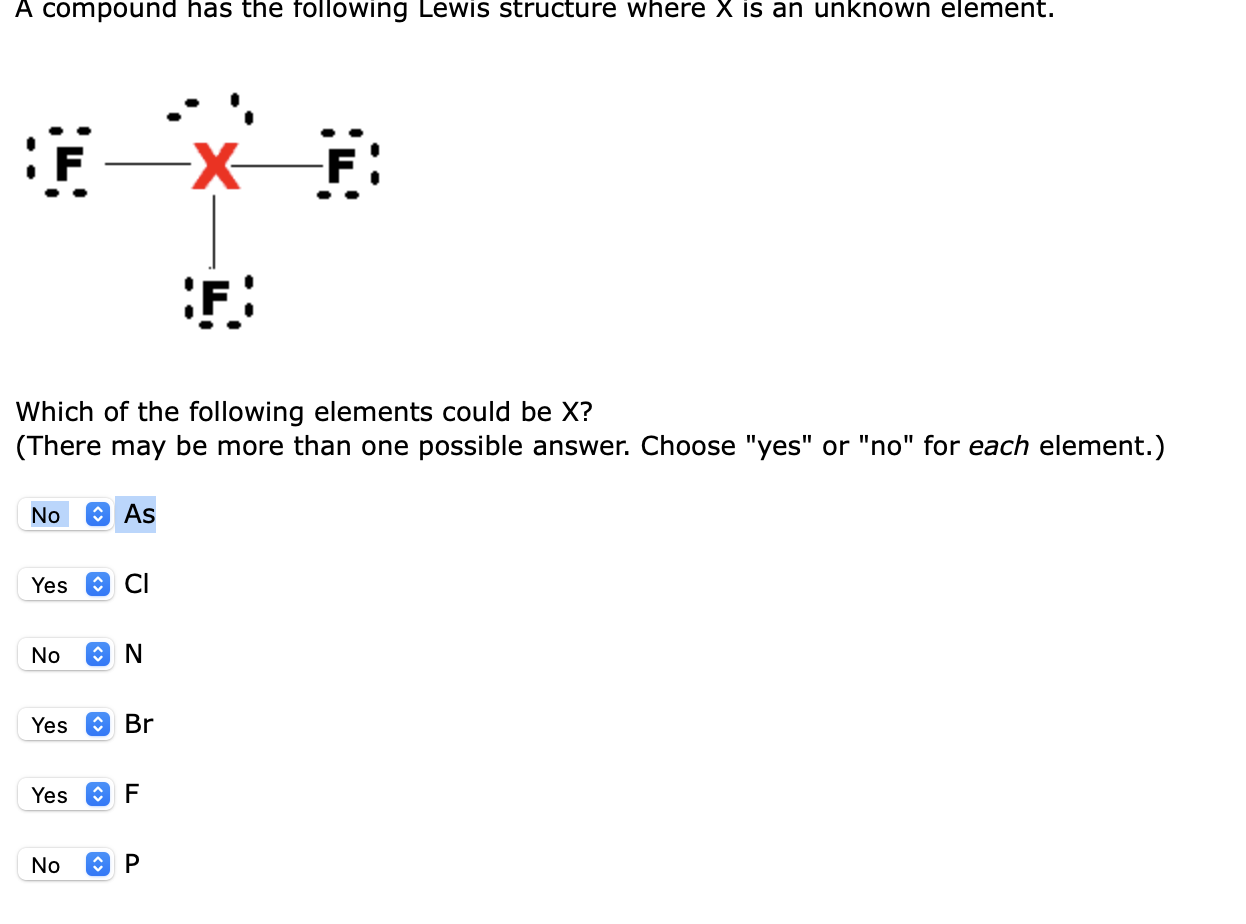 Solved A compound has the following Lewis structure where X | Chegg.com